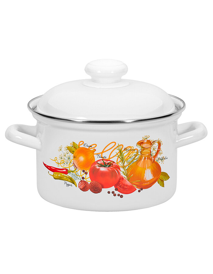 Кастрюля с крышкой Лысьвенские эмали Итальянская кухня, эмалированная, 2 л