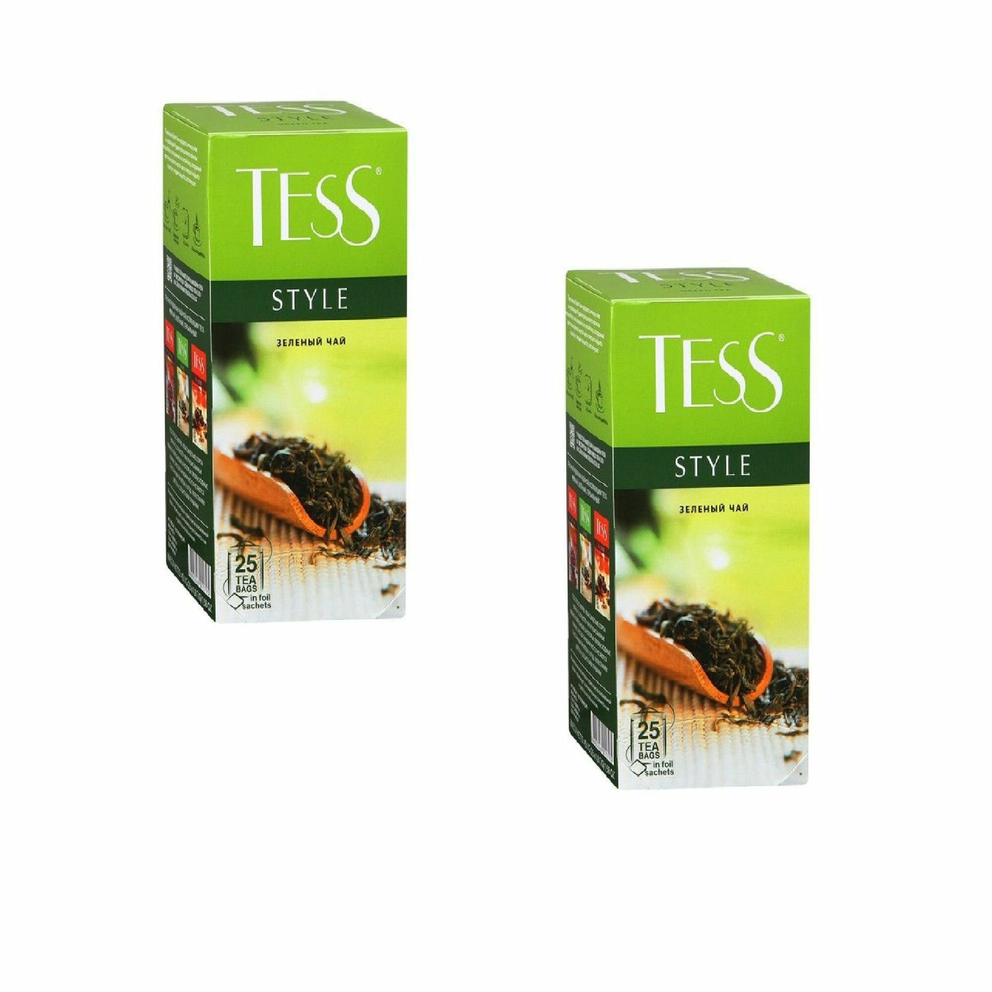 Tess Чай зеленый в пакетиках, Style, 25 пакетиков по 1,8 гр, 2 уп