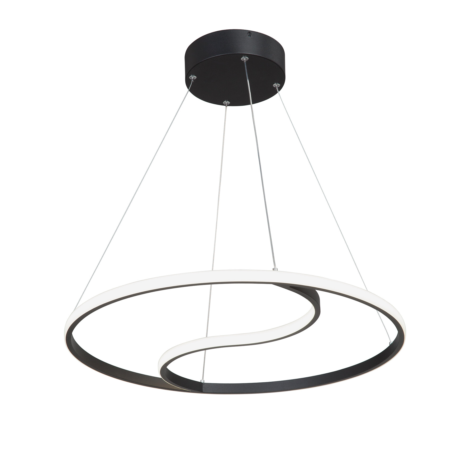 Люстра подвесная LED Vitaluce V4652-1/1S , светодиодная лента 12м2, 56Вт, температура света 3900-4200K, свет нейтральный, цвет чёрный матовый. %Распродажа!%