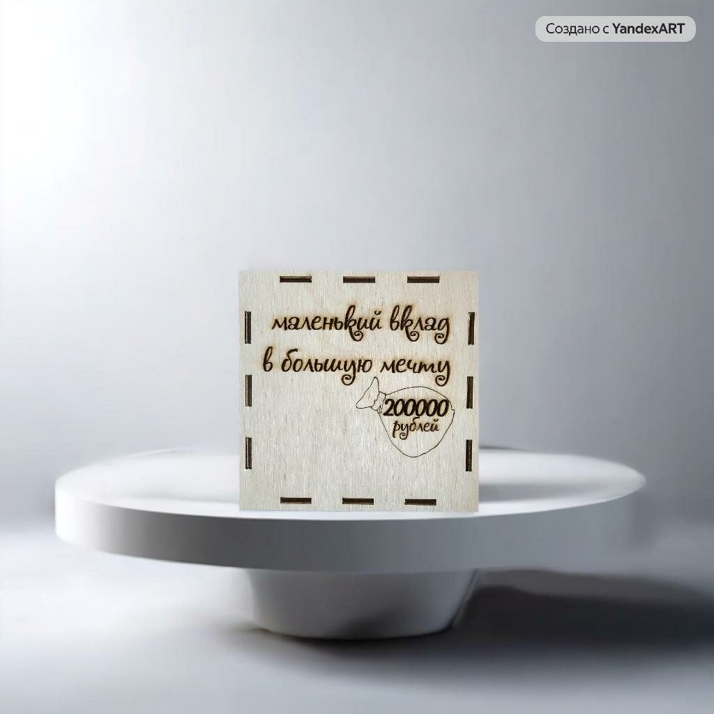 Копилка теремок "200000 рублей", деревянная, 15 х 15 х 7,5 см