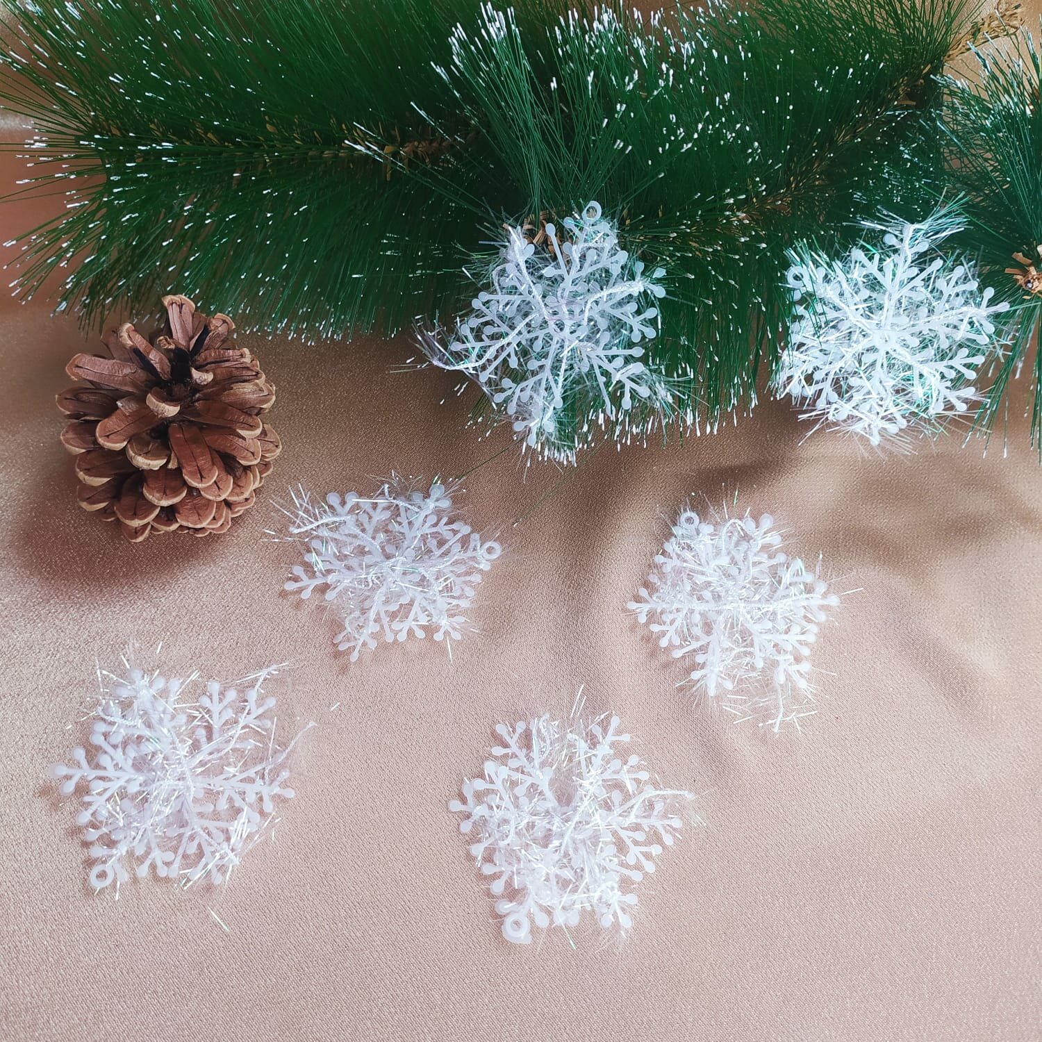 Украшение ёлочное "Снежинка - пушинка" (набор 6 шт) d-6 см