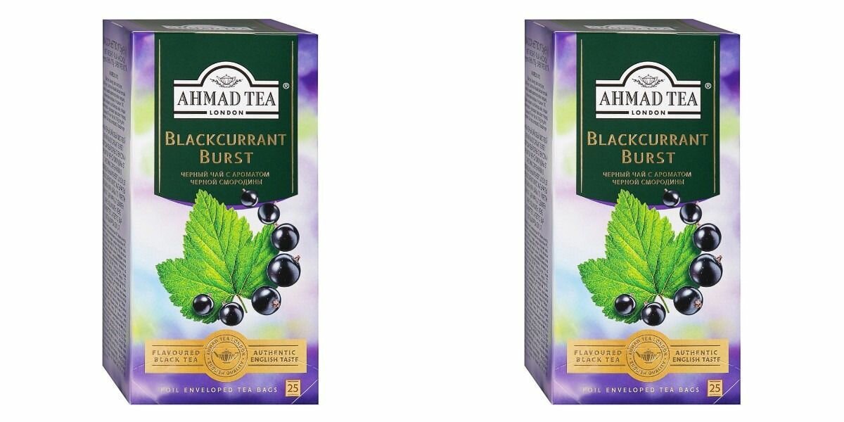 Ahmad Tea Чай черный, Смородиновый взрыв, 25 пакетов по 1,5 г, 2 уп