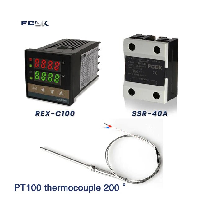 Регулятор температуры PID REX-C100 220В 400 градусов Цифровой термостат Выход 40A SSR Термопара типа K-Выход SSR PT100