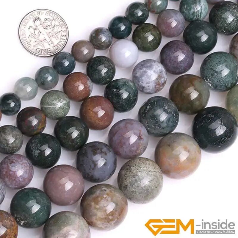 Бусины из натурального камня Индийские Агаты GEM-inside 6-14 мм 8mm (about 47pcs), Smooth Indian Agate