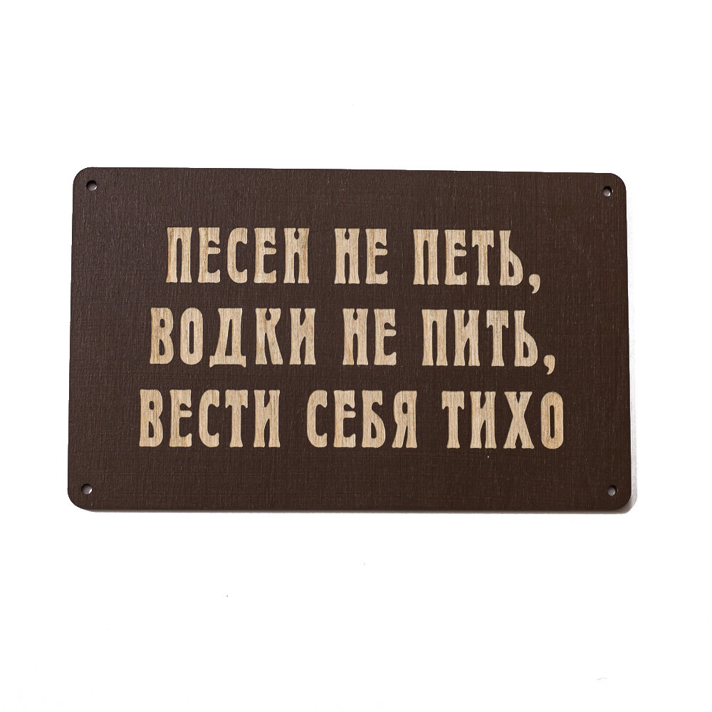 Декоративная табличка "Песен не петь, водки не пить, вести себя тихо"