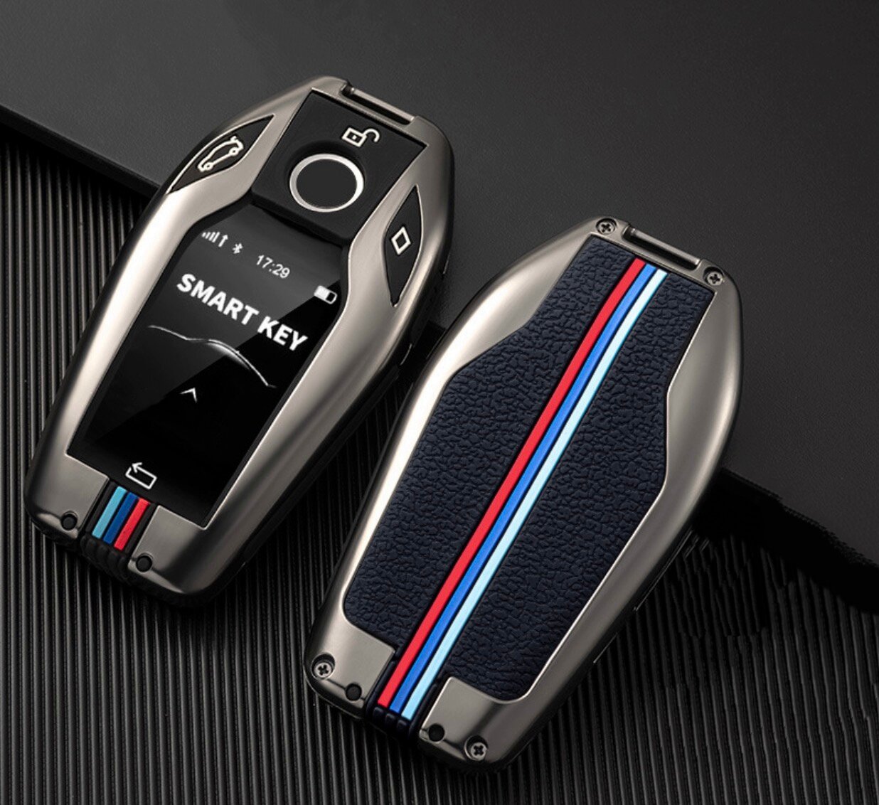 Противоударный высококачественный защитный чехол MyPads M-222648 для автомобильного интерактивного смарт ключа BMW 1 2 3 4 5 6 7 8 Х3 Х5 Х6 х2 х1 серии темная сталь корпуса с вырезом под логотипом БМВ