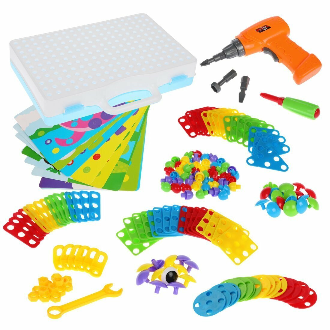 Конструктор скрутка с мозаикой и шуруповёртом ,224 дет.