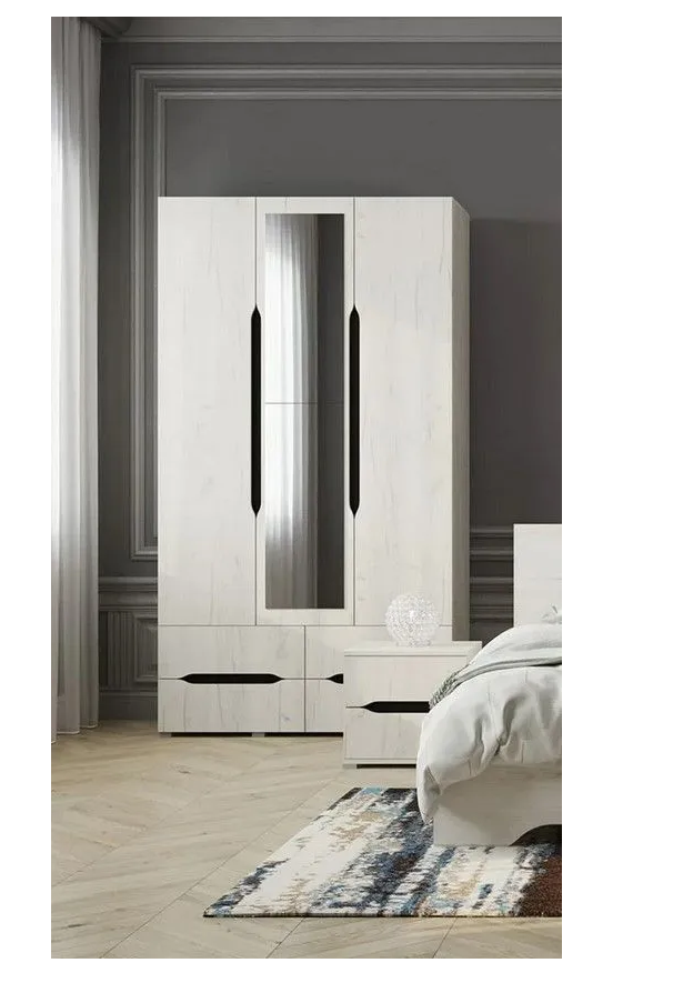 Шкаф 3ств 4 ящ Вега 1200х2200х520мм Прованс/ Венге(зеркало) Горизонт