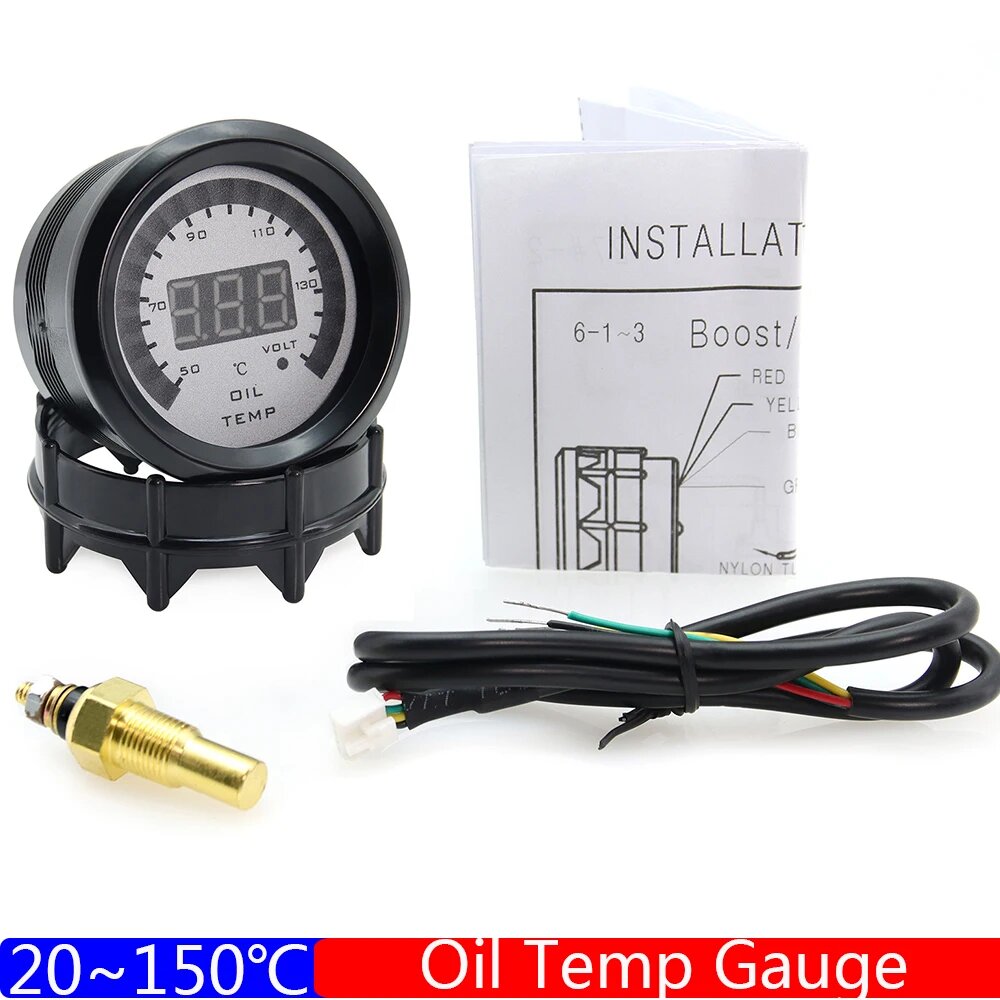 20~150 ℃ Измеритель температуры масла с датчиком 1/8NPT для универсального автомобильного датчика 2 "52 мм датчик температуры масла бензиновый двигатель 12 В на заказ Gauge