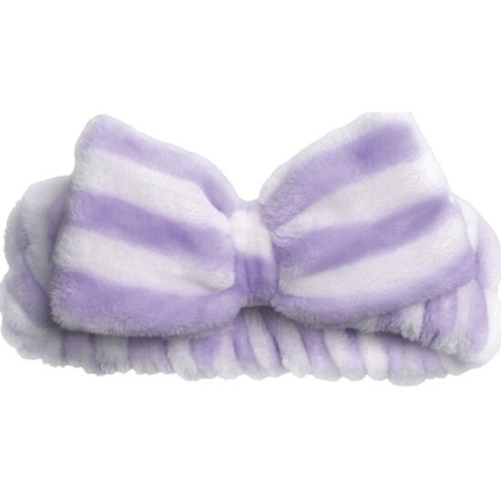 Повязка на голову Dewal Beauty Бантик, белая с синей полоской