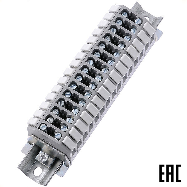 Блок БЗН18-2,5П25-Д/Д-15 зажимов винтовых 15 пар 2,5кв. мм 25А на Р1-1 рейке 27,5мм