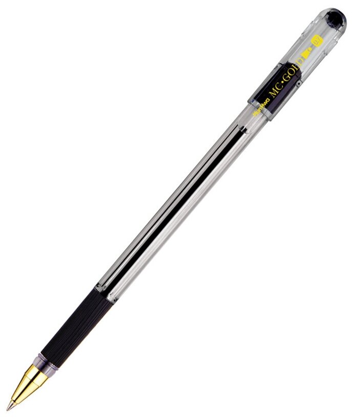 5 штук Ручка шариковая MunHwa "MC Gold" черная, 0,7мм, грип, штрих-код