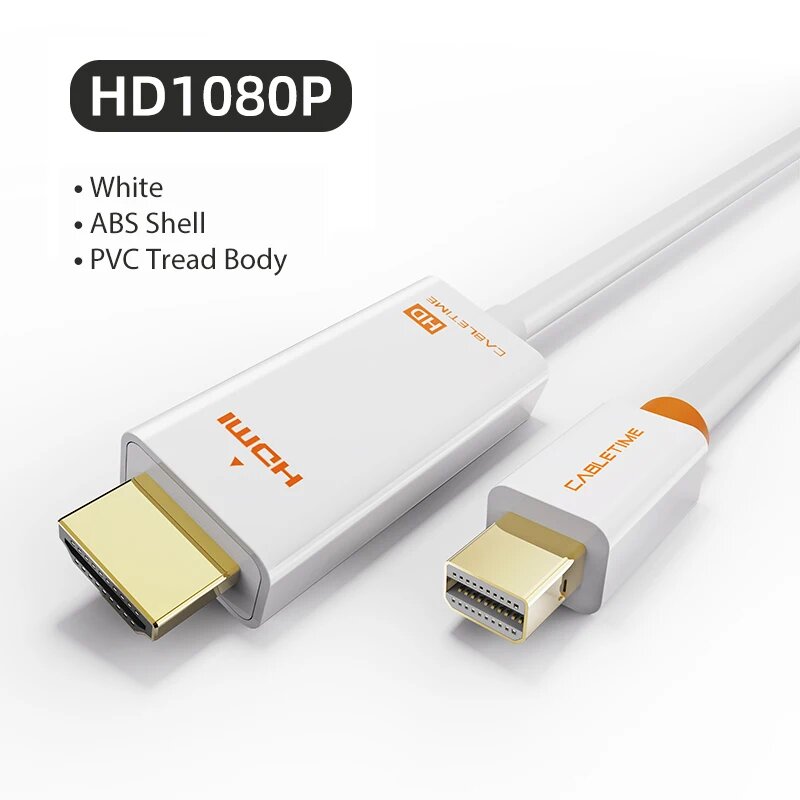 CABLETIME Кабель Mini DisplayPort к HDMI White 1080 HD, 3 м