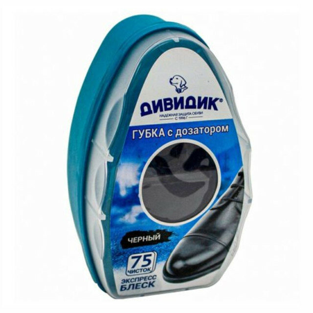 Дивидик Экспресс Блеск губка для обуви черная с дозатором для гладкой кожи.