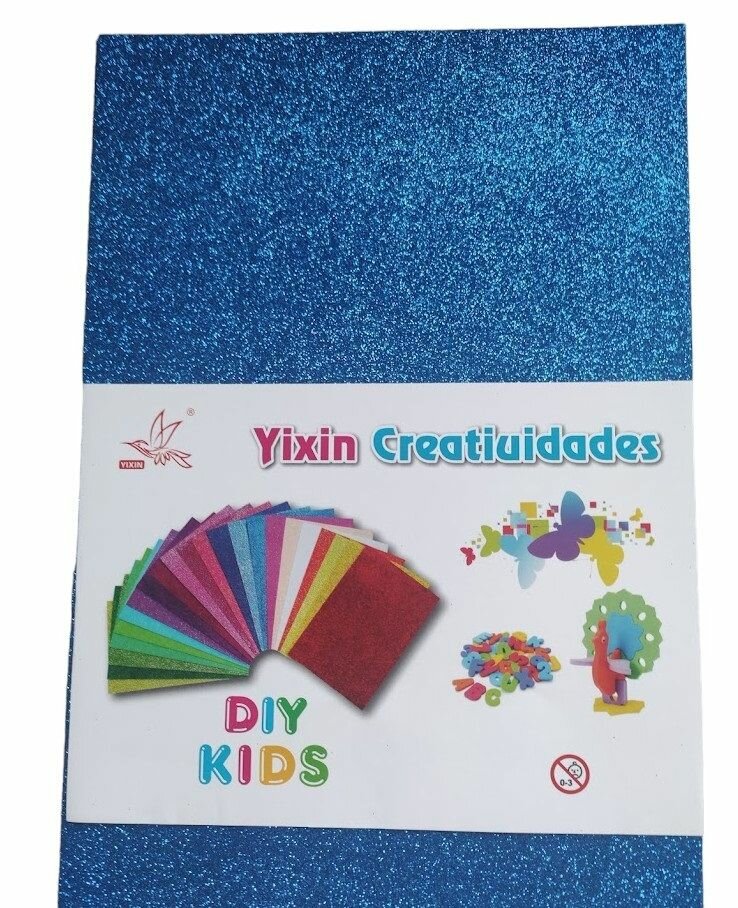 Фоамиран глиттерный (с блестками), толщина 2 мм, размер 20*30 см (формат А4), 10 листов