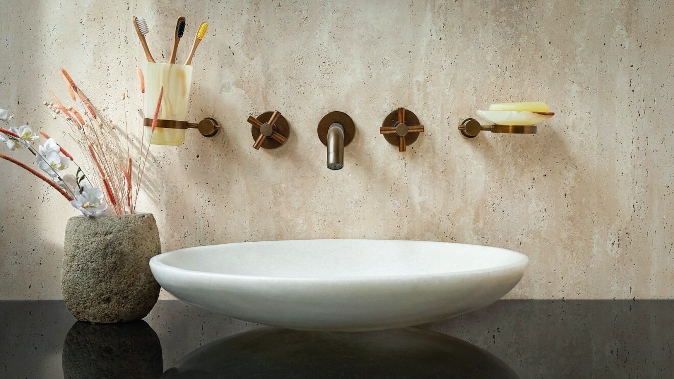 Накладная раковина из белого камня мрамора Flo M3 015426113