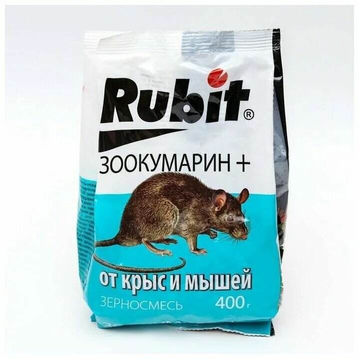 Средство от грызунов Rubit зоокумарин+ зерновая смесь 400 г, 1 уп.