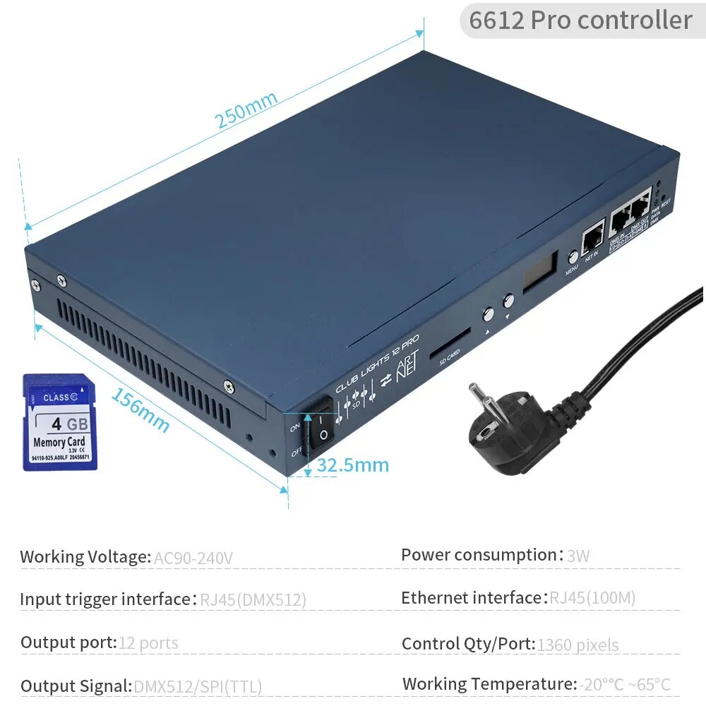 RGB-контроллер 6612 Pro, EU Plug, 12 портов, 1360 пикселей