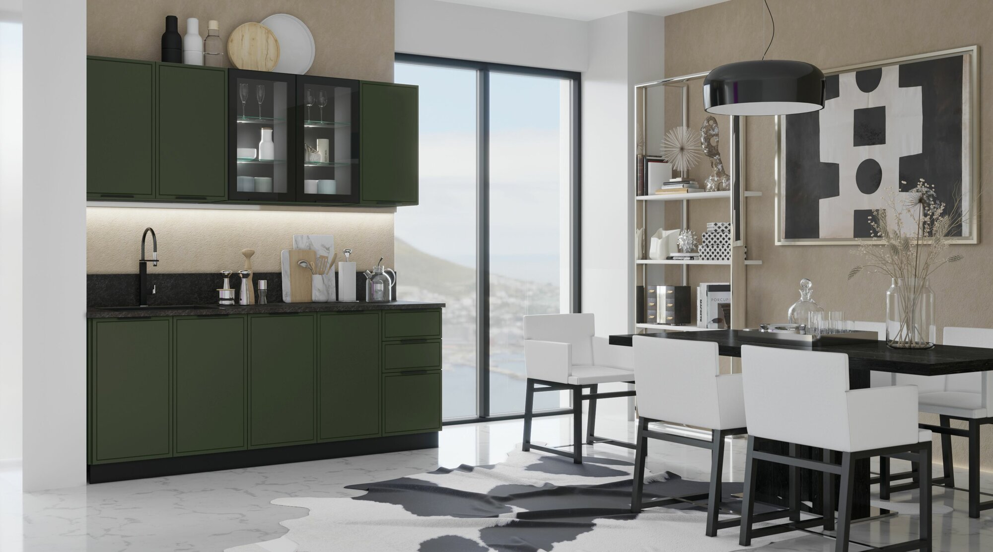 Кухня Николь №1 Холст темно-зеленый 2,0м