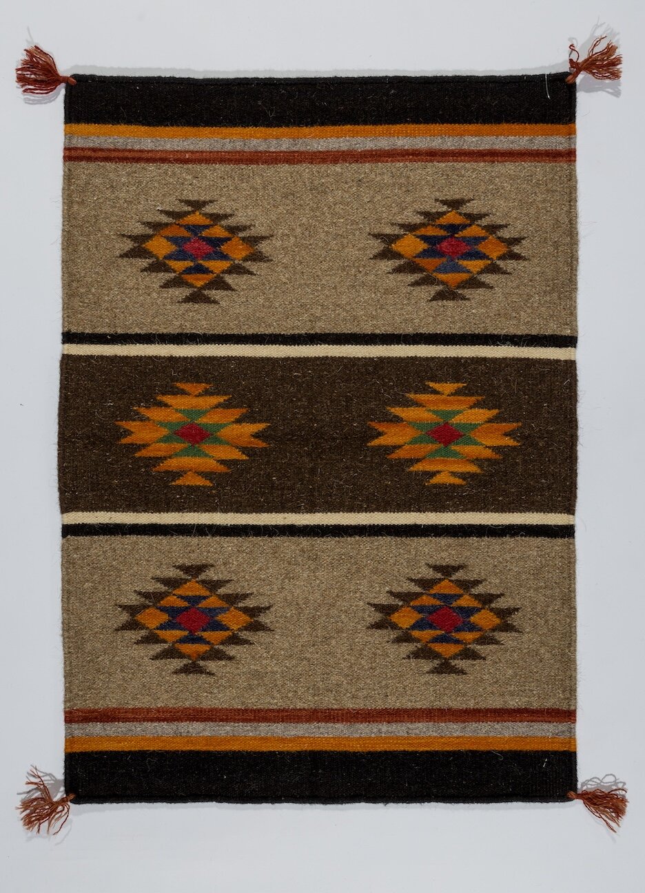 Ковер PERSEPOL Navajo, безворсовый, ручная работа, геометрический орнамент, 96 x 66 см