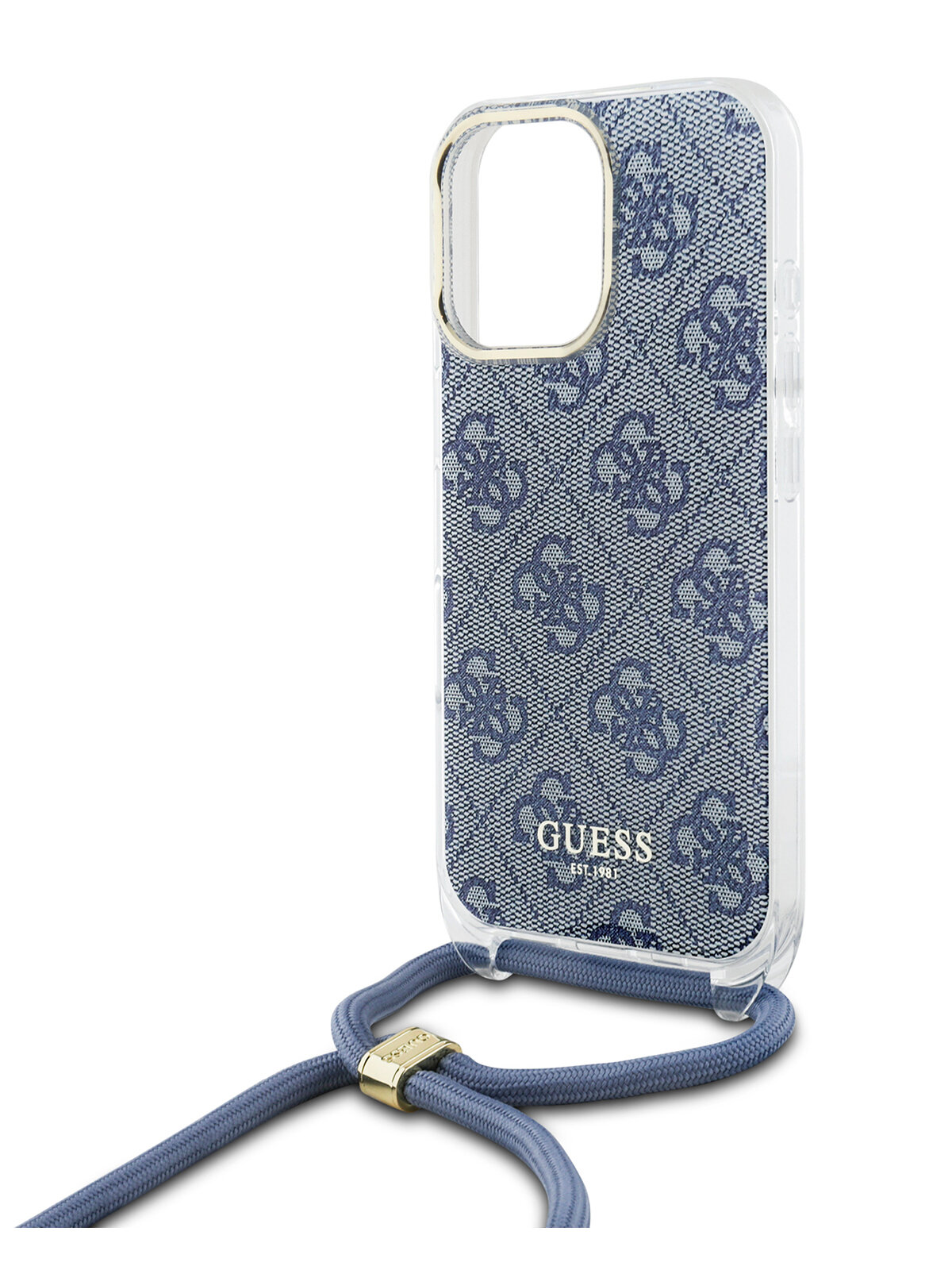 Guess для iPhone 16 Pro чехол Crossbody PC/TPU 4G Hard + Nylon cord Blue