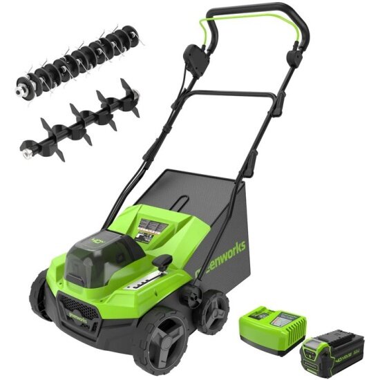 Аэратор-скарификатор Greenworks аккумуляторный Арт. 2517607UB, 40V, бесщеточный, c 1хАКБ 4Ач и ЗУ