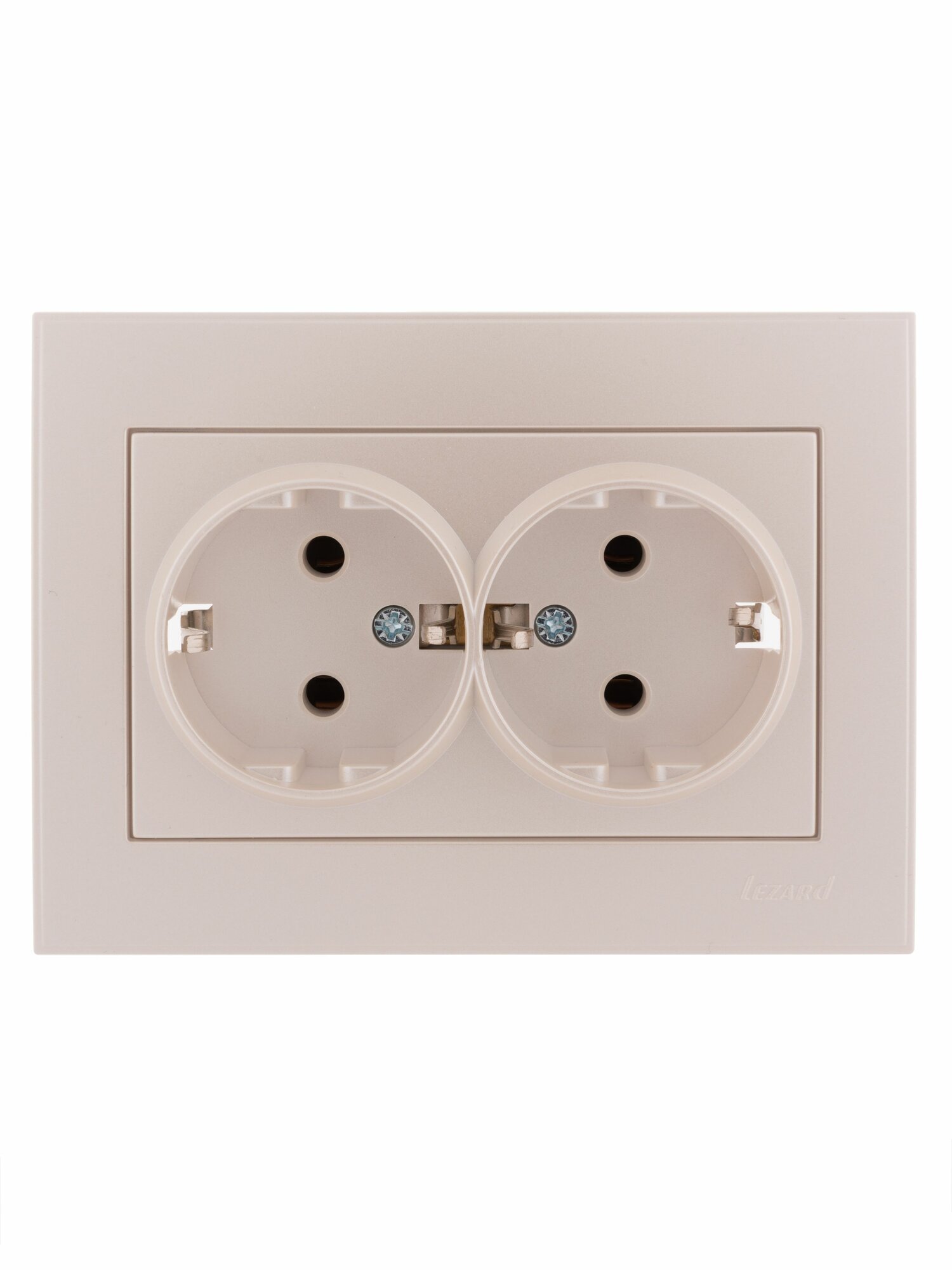 RAIN Розетка двойная с/з керамика жемчужно-белый металлик