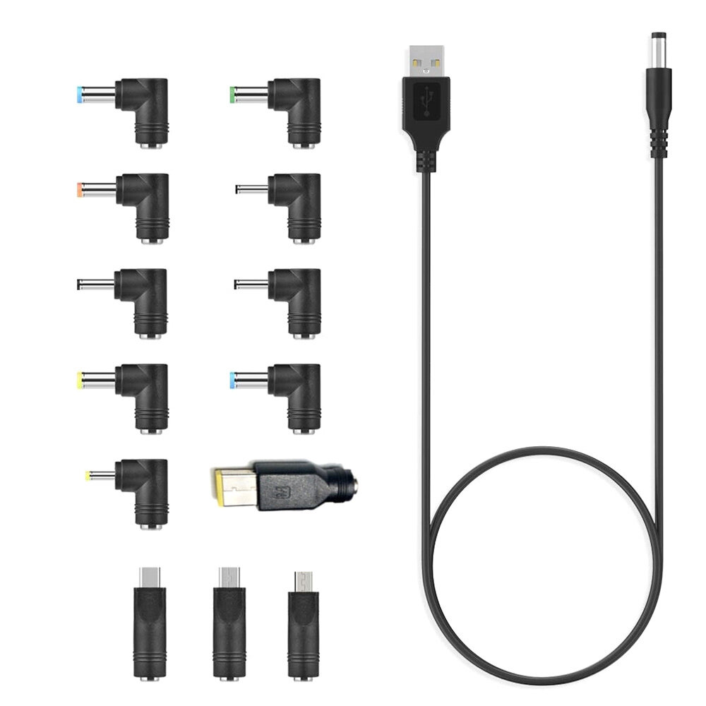 Кабель питания USB-DC, универсальный разъем, зарядный шнур с 13 сменными штекерами-адаптерами