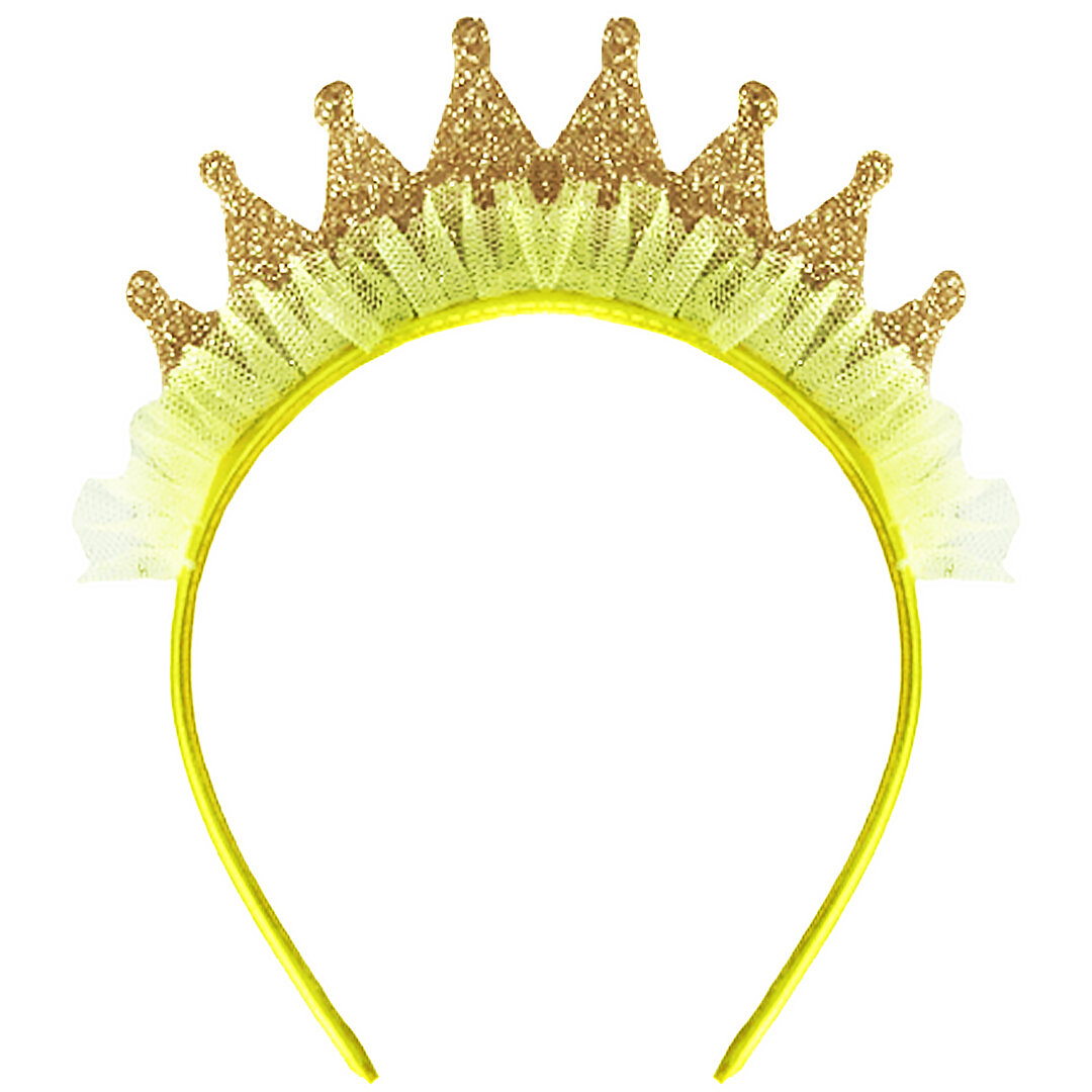 Ободок, Сверкающая корона, Золото, с блестками, 1 шт.