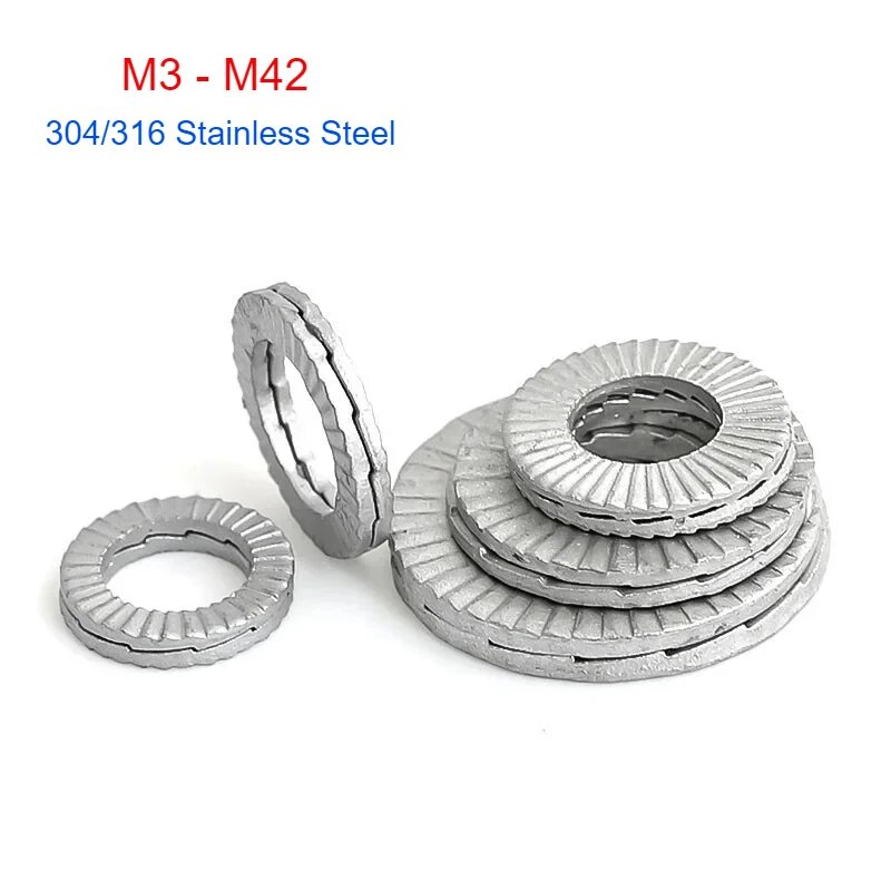 Самоблокирующиеся шайбы из нержавеющей стали M3-M42 304 Stainless Steel, M6-5pcs