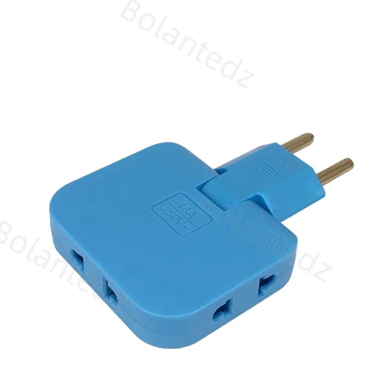 Адаптер розеток 3 в 1 синий, 16A, 250V