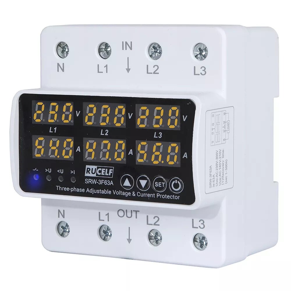 Реле напряжения SRW-3F63A RUCELF, трехфазное