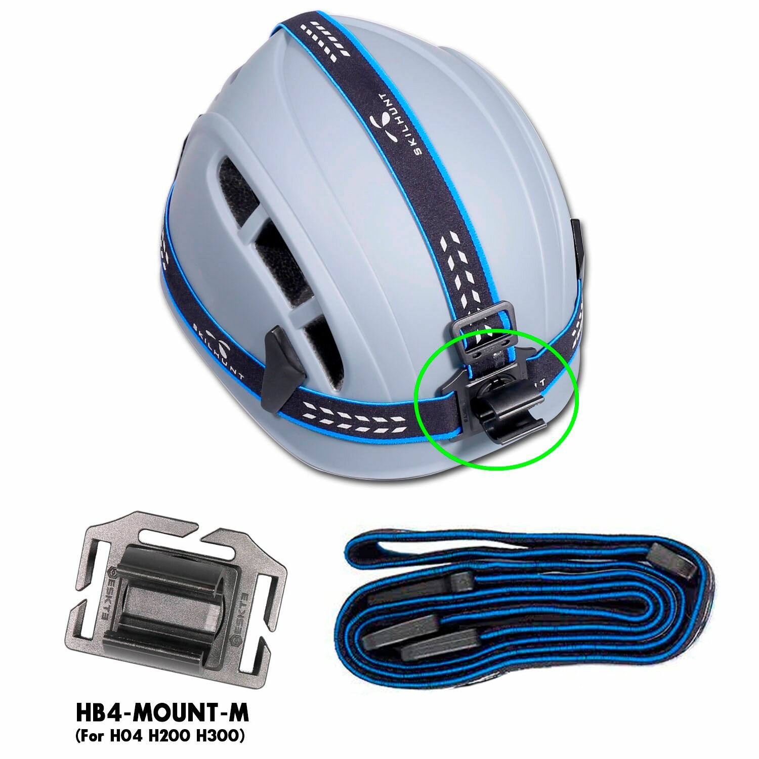 Универсальное налобное (наголовное) крепление для фонарей Skilhunt HB4 размер M, для 18650 фонарей