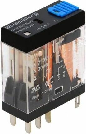 Реле WEIDMULLER DRI424024LTD электромагнитное DPDT Uобмотки 24ВDC 5A/250ВAC 5A/30ВDC 1 шт