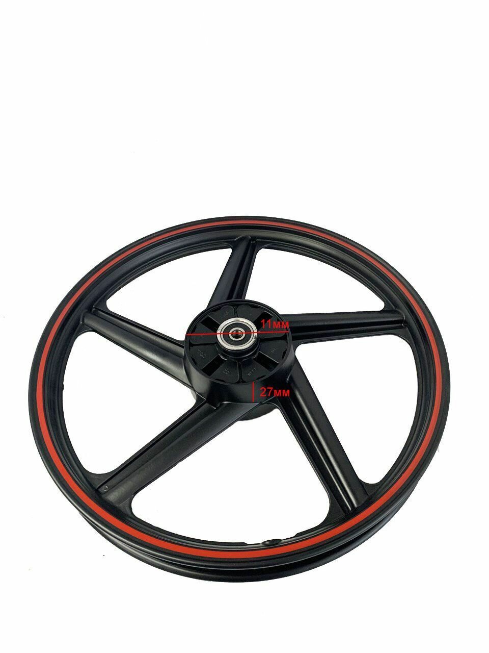 Диск литой (обод), задний с муфтой черный, 5 лучей для мопеда ALPHA