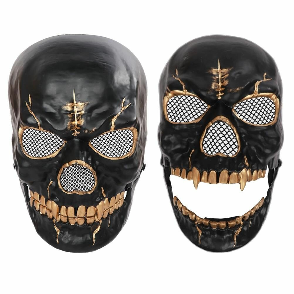 Маска скелета с подвижной челюстью, страшный костюм на Хэллоуин для косплея