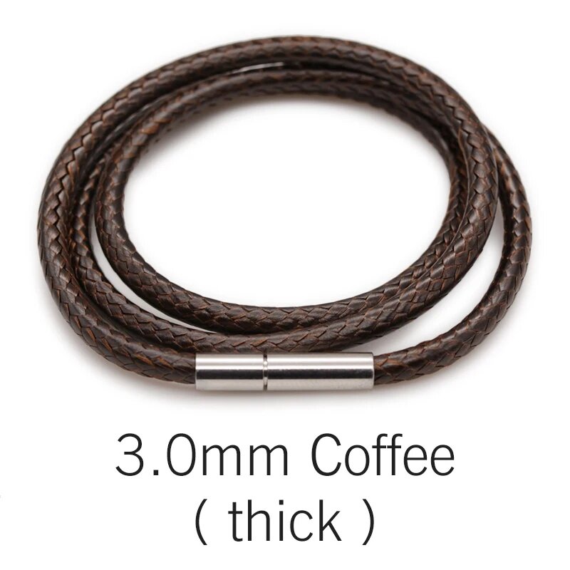 Кофейный кожаный браслет 3.0mm, 45cm (18 inches)