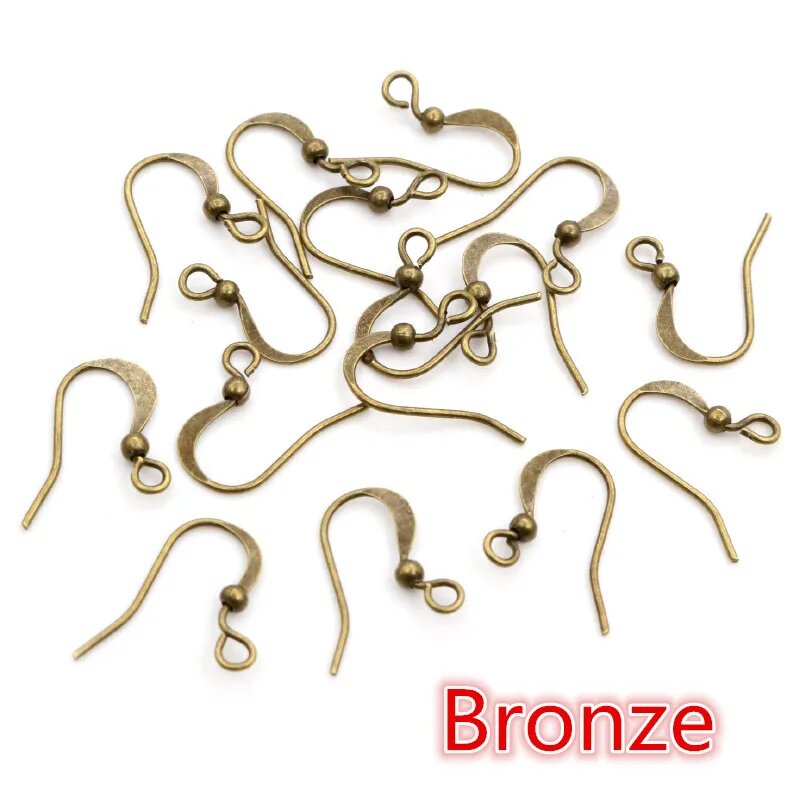 Фурнитура для сережек, латунные крючки Bronze, 100 шт