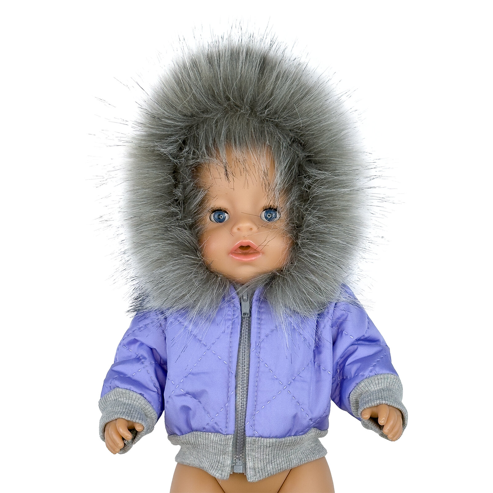 Зимняя куртка сирень для пупса 43 см