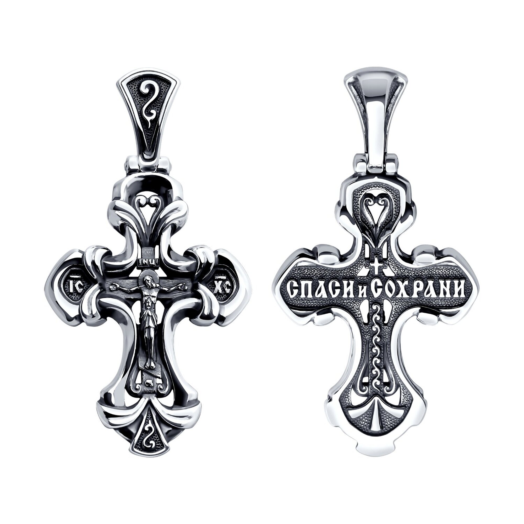 Крестик, серебро, 925 проба, чернение