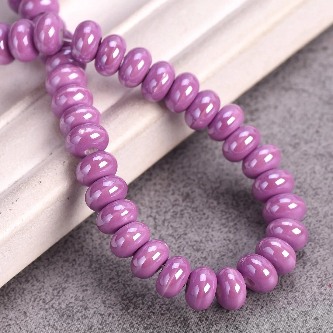 Керамические бусины-разделители 6x4mm 30pcs, Purple
