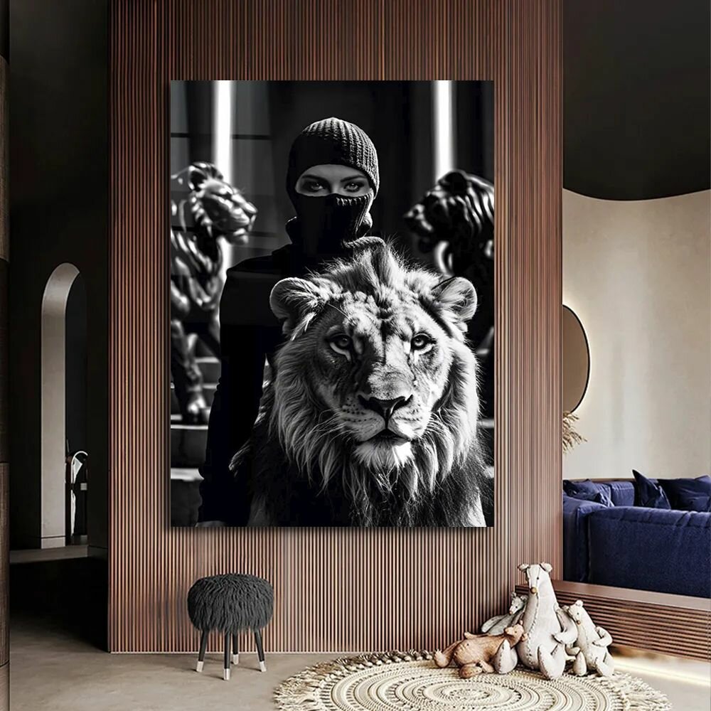 Картина "Львы" ВсеКартиныТут, поп-арт, на подрамнике, хлопок, дерево, 30x40см