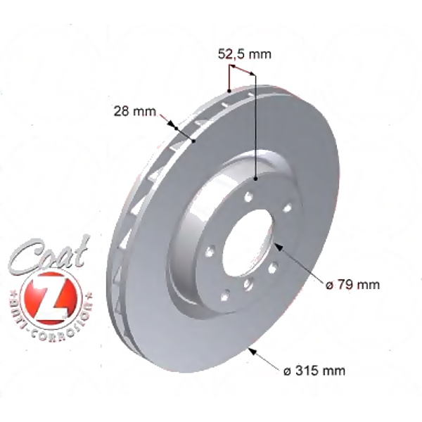 ZIMMERMANN 150.1291.20 (34112227172) диск торм BMW (БМВ) e36 m3 3.0 92-95 пер вент r 315x28