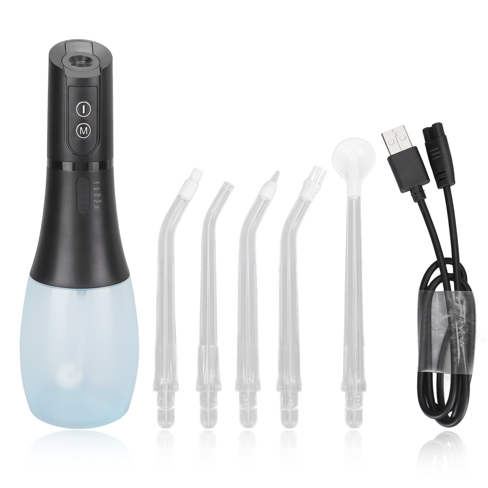 Беспроводной водонепроницаемый ирригатор для полости рта с функцией отбеливания и большой емкостью для всей семьи (белый).