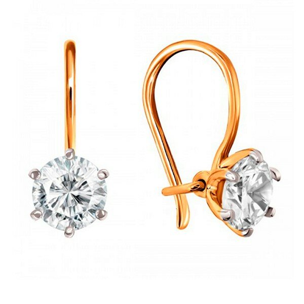 Серьги, красное золото, 585 проба, фианит