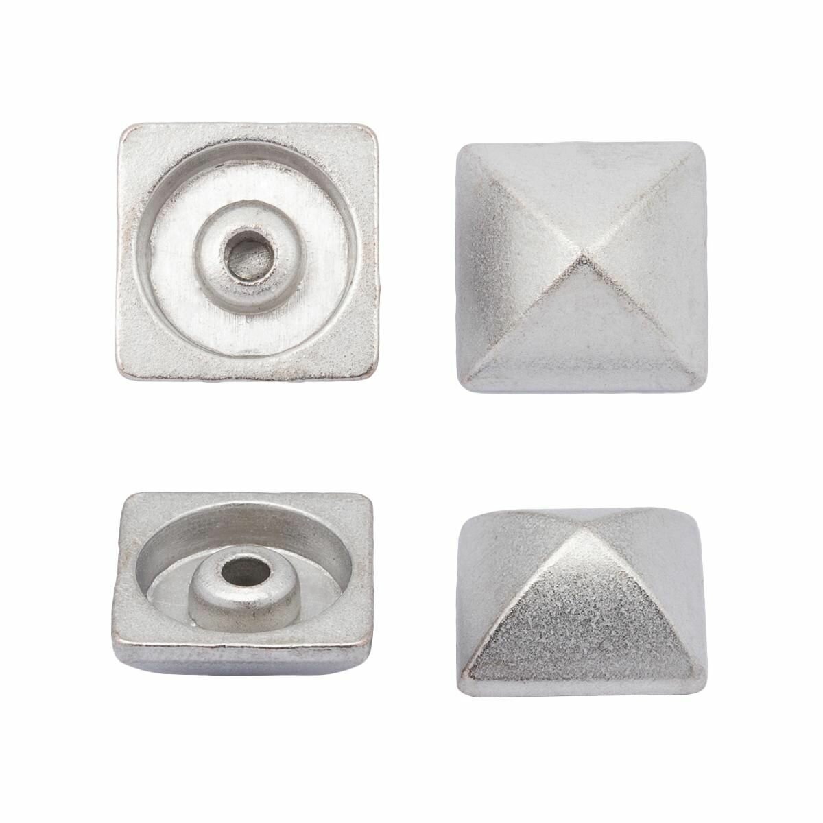 Хольнитен джинсовый BIG 12х12 мм, "Пирамида" цветной металл без гвоздя, серебристый, 20 шт (53451)