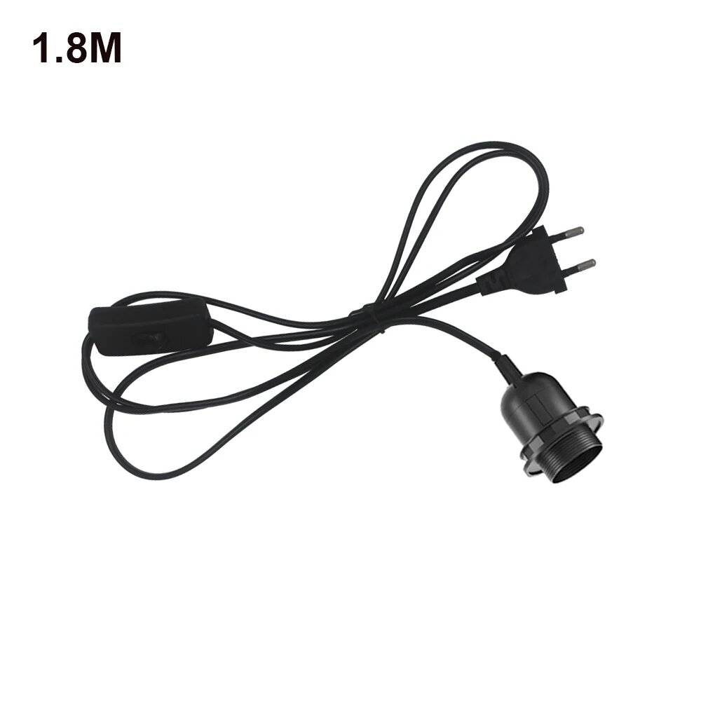 Кабель питания для подвесных ламп E26/E27 с выключателем Черный, 1.8M black