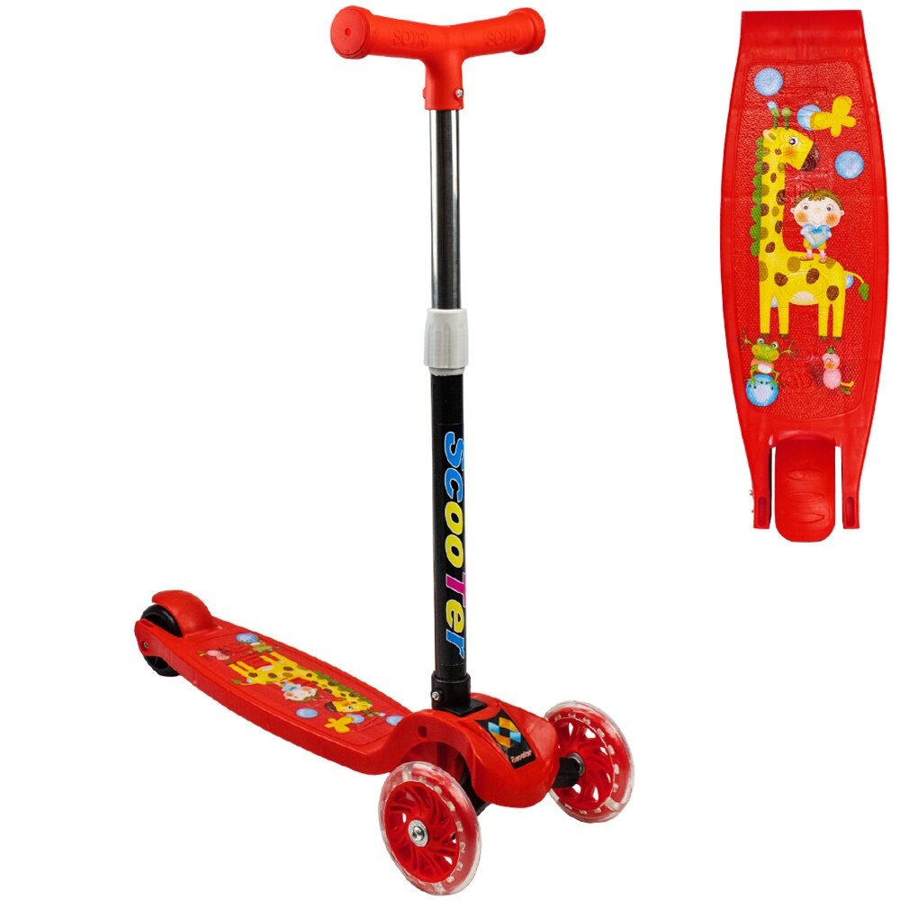 Самокат КНР Трехколесный, красный, пластик