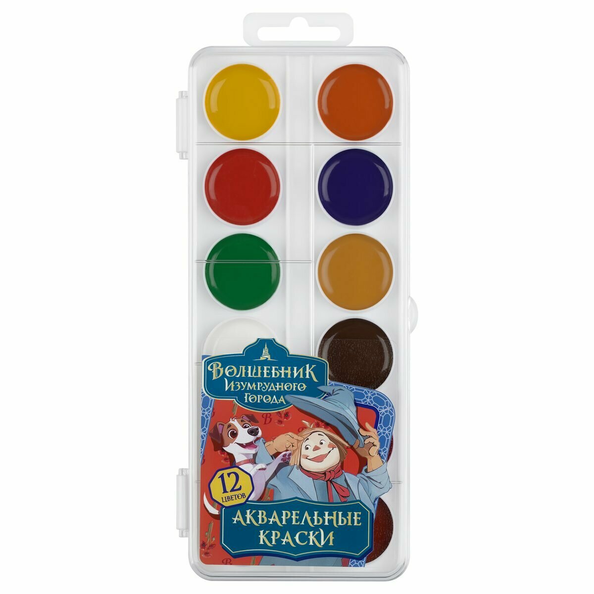 Краски акварельные медовые 12 цветов Мульти-Пульти "Волшебник Изумрудного Города", без кисти, пластик (АП_64238)