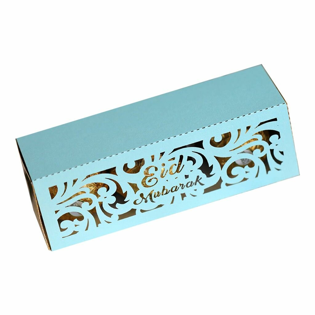 1 набор из 50 штук, коробка шоколада на Ближневосточный праздник Ид аль-Фитр, перламутрово-голубая